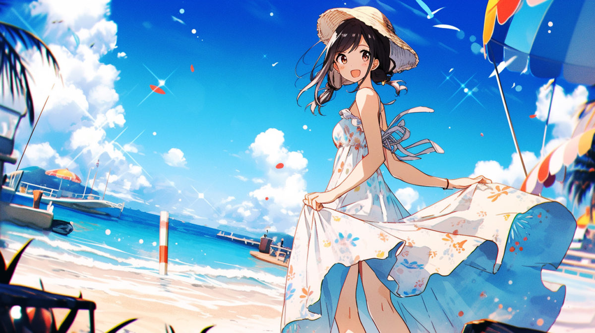 AIによる水辺の女の子イラスト Girl AI Illustration | Sofria.Inc