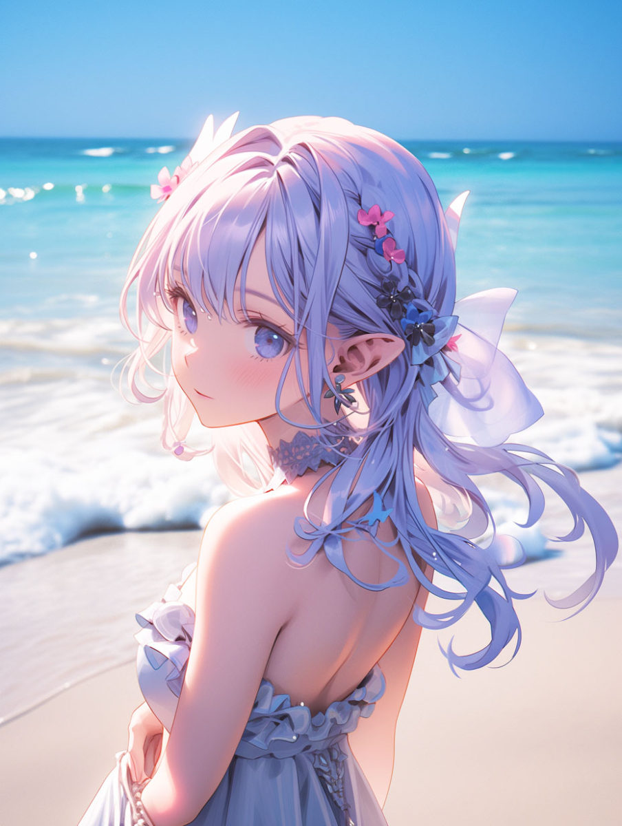 人魚のAIイラスト Mermaid on the beach | Sofria.Inc